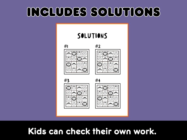 Beginner 4x4 Sudoku Printable Puzzles With Pictures | 50 Cut and Paste ...