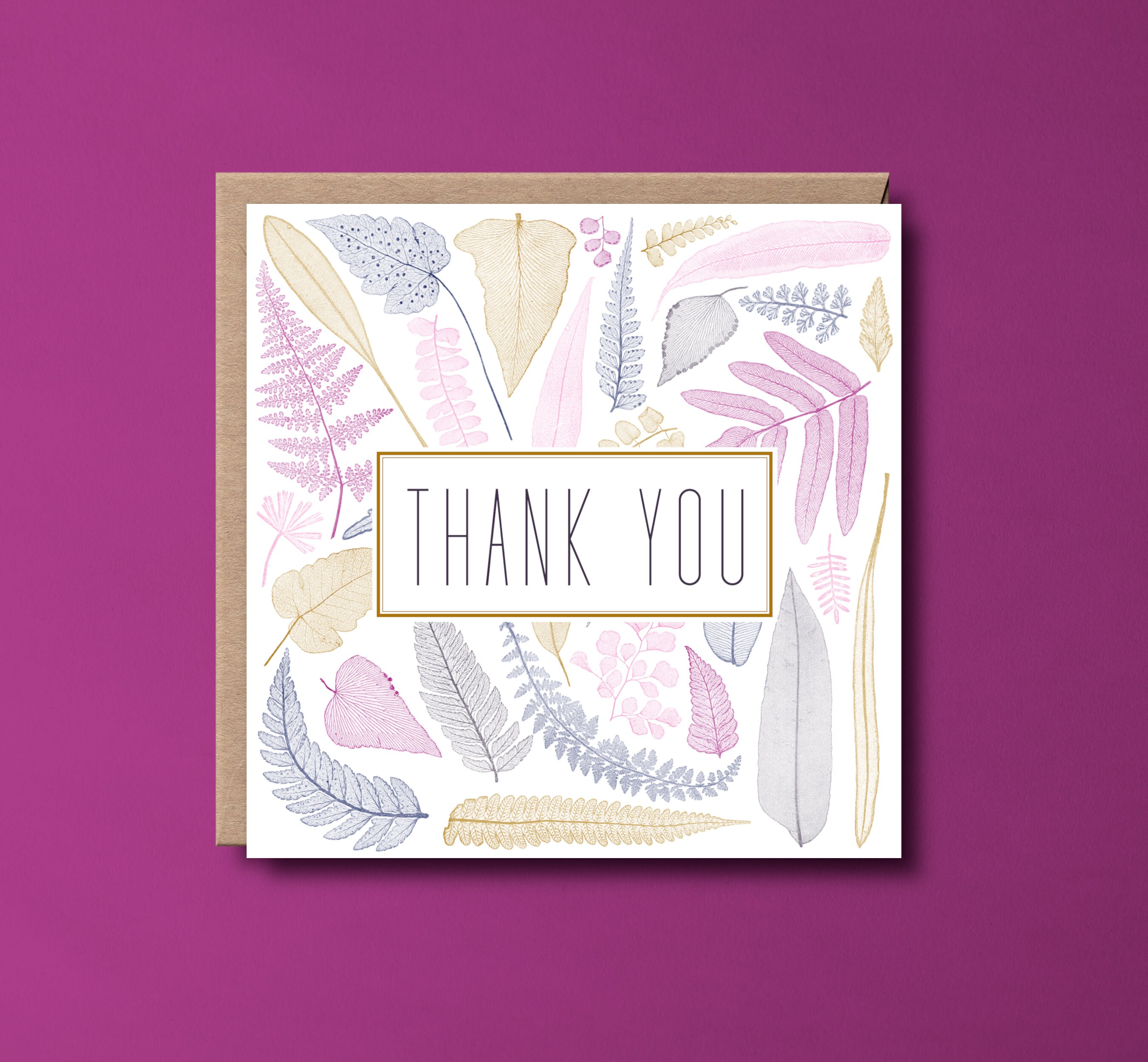 Botanical Leaf Drawing Thank You Card | 1 or 10 | Handdrawn Botanical ...