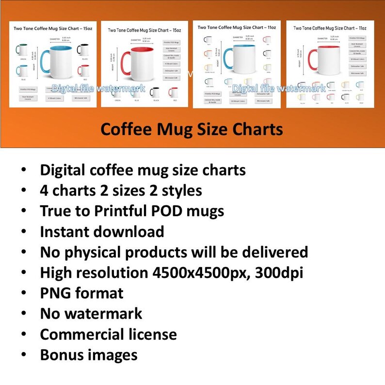 Two Tone Mug Size Chart 15oz 11oz Mug Size Charts Coffee Cups 2 Sizes 2 ...