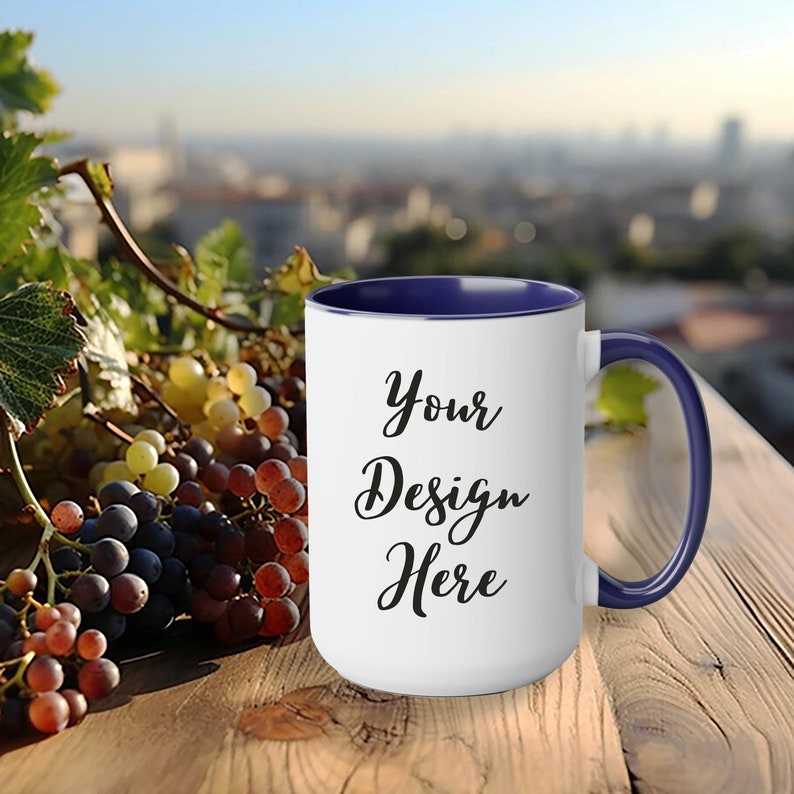 Two Tone Coffee Mug Mockup 15oz Mockups Navy Blue Coffee Cups Mockup ...