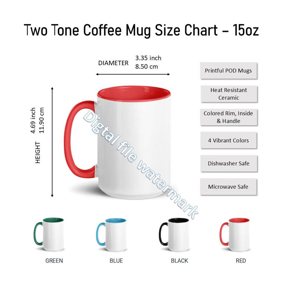 Two Tone Mug Size Chart 15oz 11oz Mug Size Charts Coffee Cups 2 Sizes 2 ...