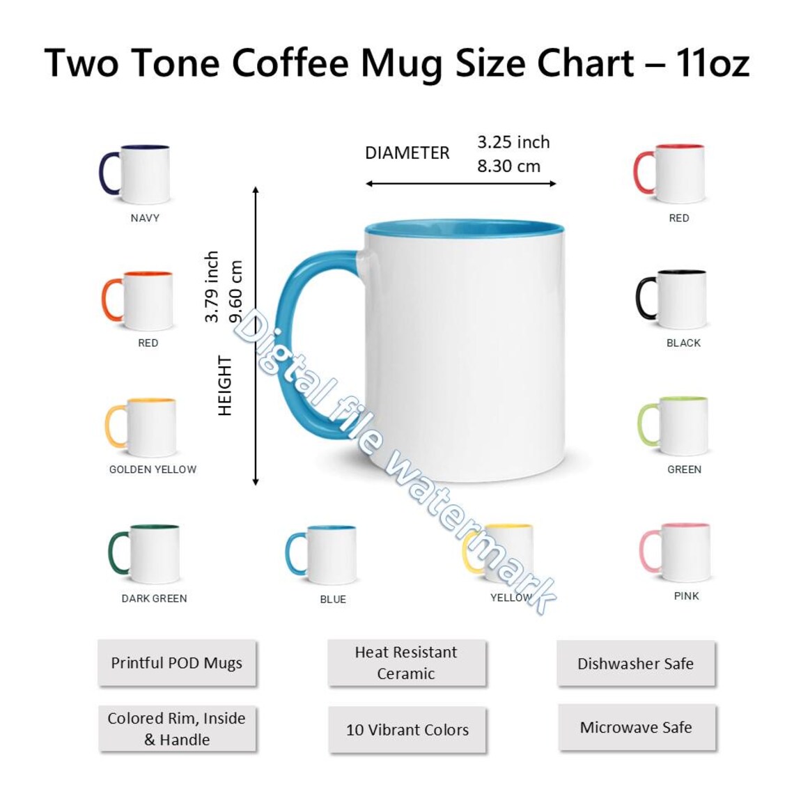 Two Tone Mug Size Chart 15oz 11oz Mug Size Charts Coffee Cups 2 Sizes 2 ...