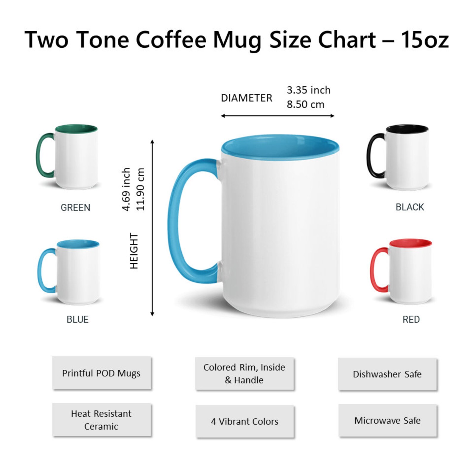 Two Tone Mug Size Chart 15oz 11oz Mug Size Charts Coffee Cups 2 Sizes 2 ...