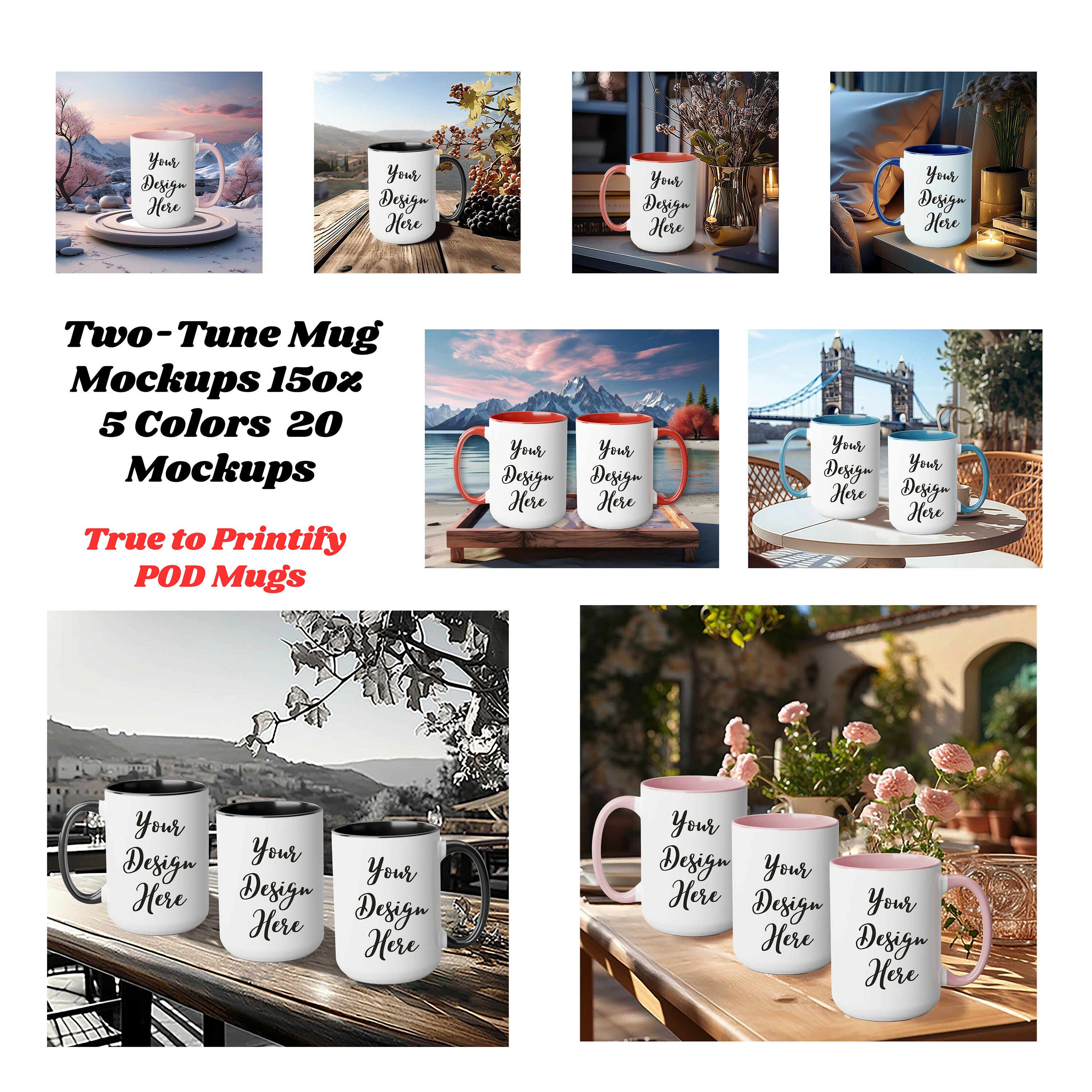 Two Tone Coffee Mug Mockup 15oz Mockups Coffee Cups Mockup 5 Colors 20 ...