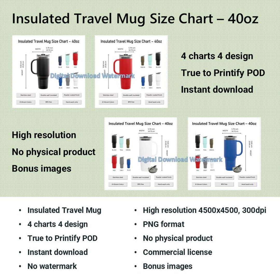 Insulated Travel Mug 40oz Size Charts Mug Size Chart Bundle 2 Styles 4 ...