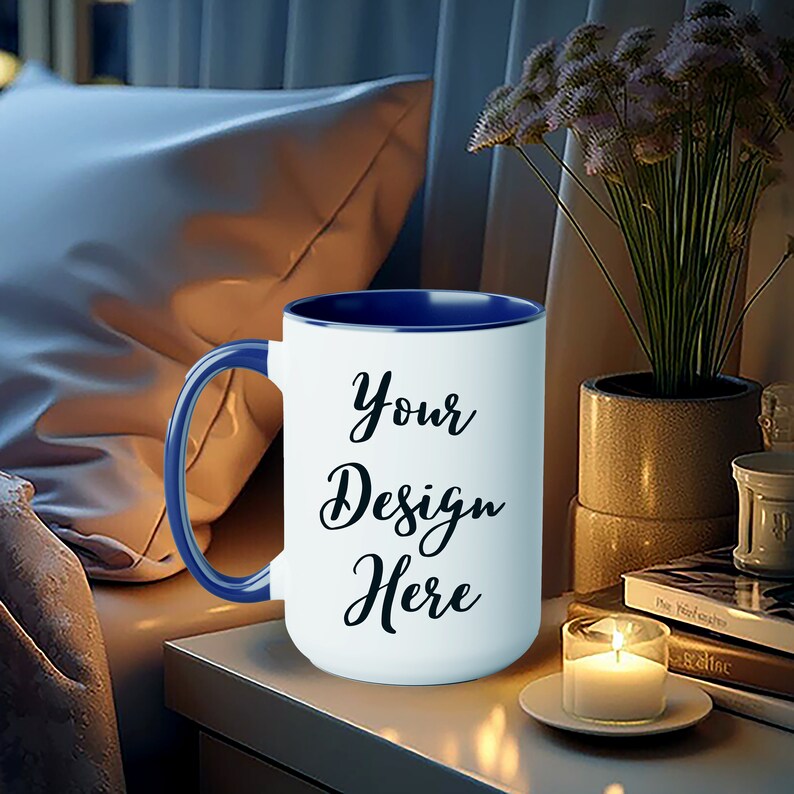 Two Tone Coffee Mug Mockup 15oz Mockups Navy Blue Coffee Cups Mockup ...