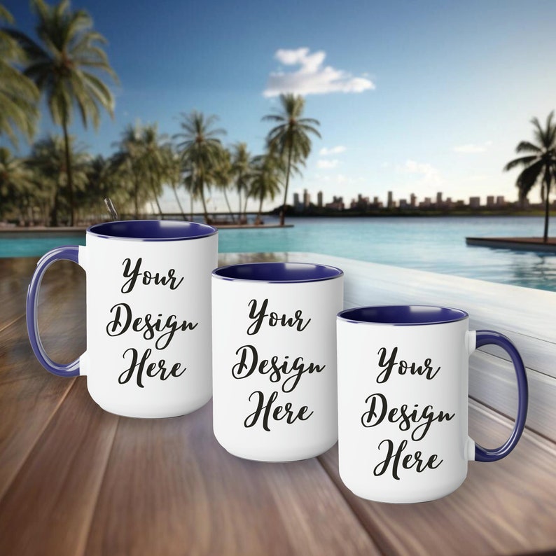 Two Tone Coffee Mug Mockup 15oz Mockups Navy Blue Coffee Cups Mockup ...