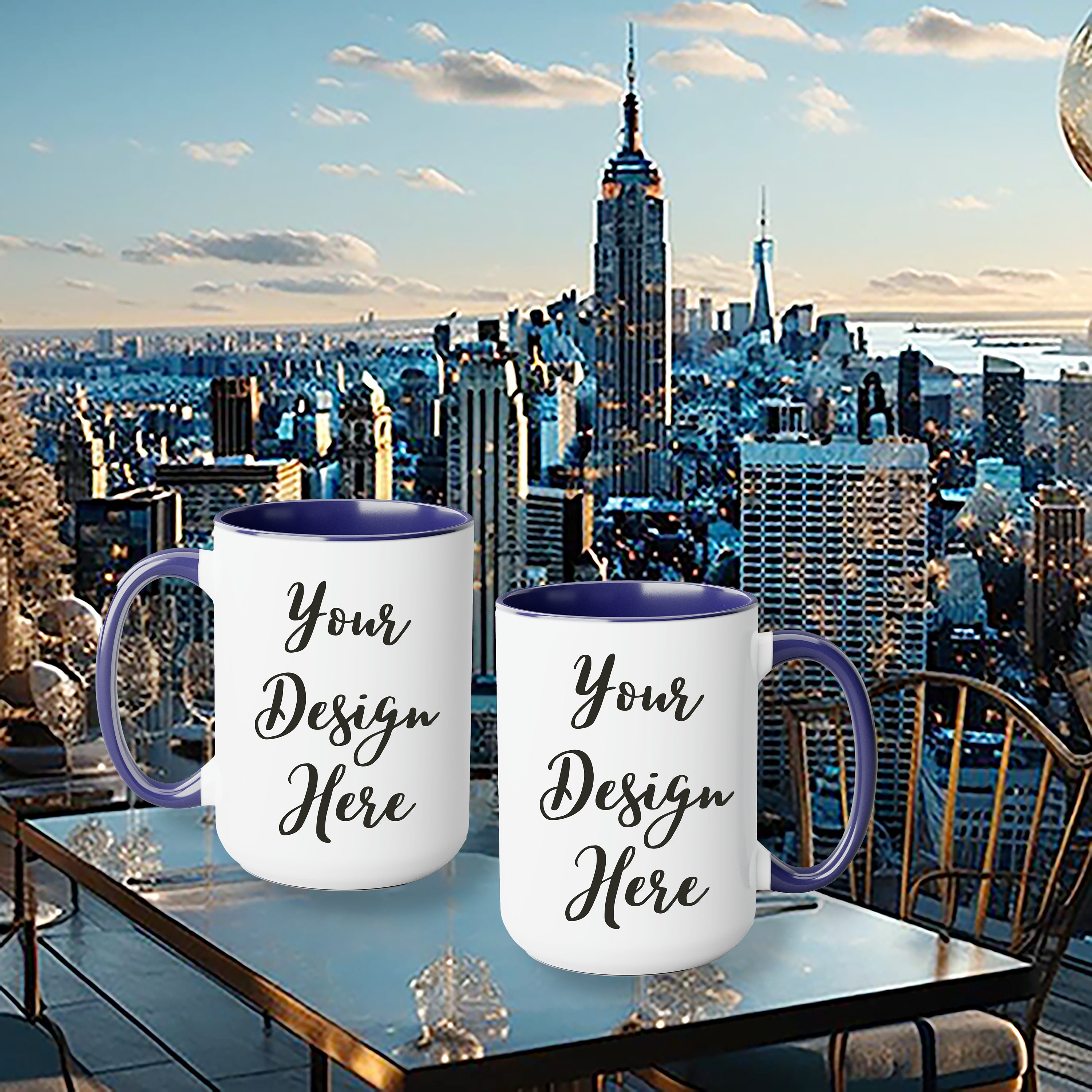 Two Tone Coffee Mug Mockup 15oz Mockups Navy Blue Coffee Cups Mockup ...