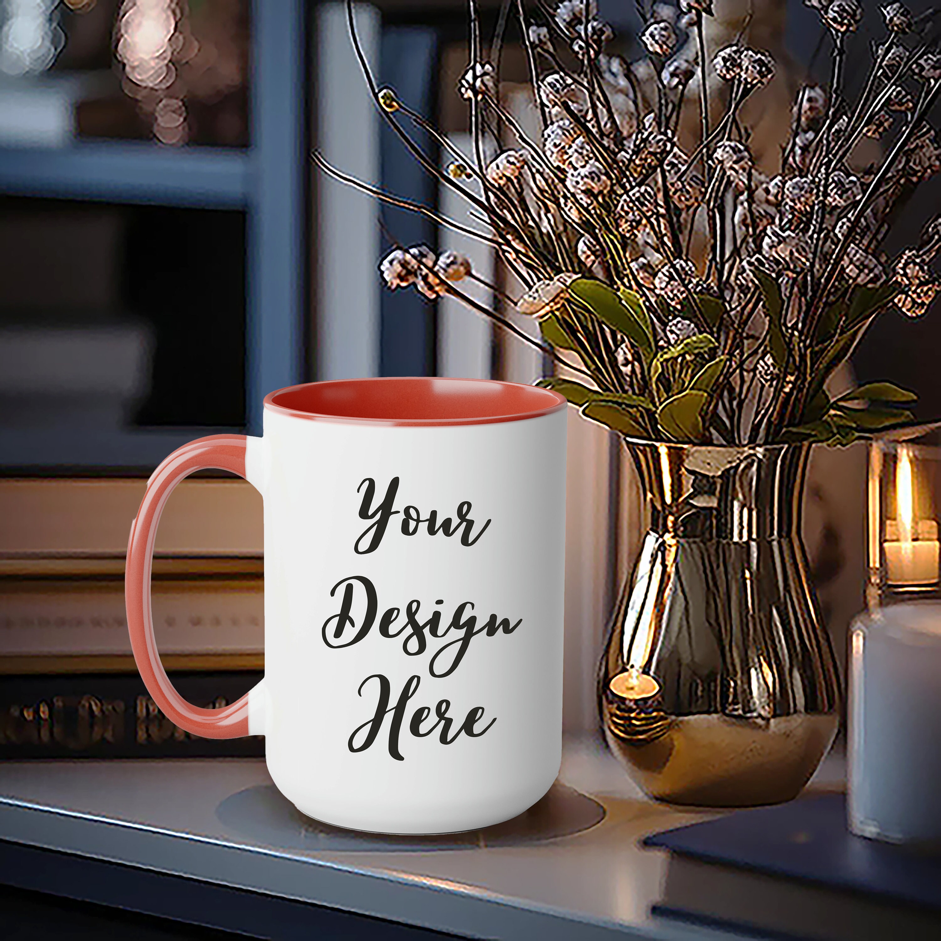 Two Tone Coffee Mug Mockup 15oz Mockups Red Coffee Cups Mockup Holiday ...