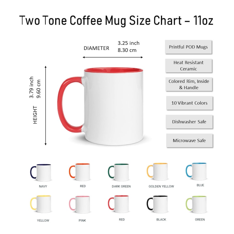 Two Tone Mug Size Chart 15oz 11oz Mug Size Charts Coffee Cups 2 Sizes 2 ...