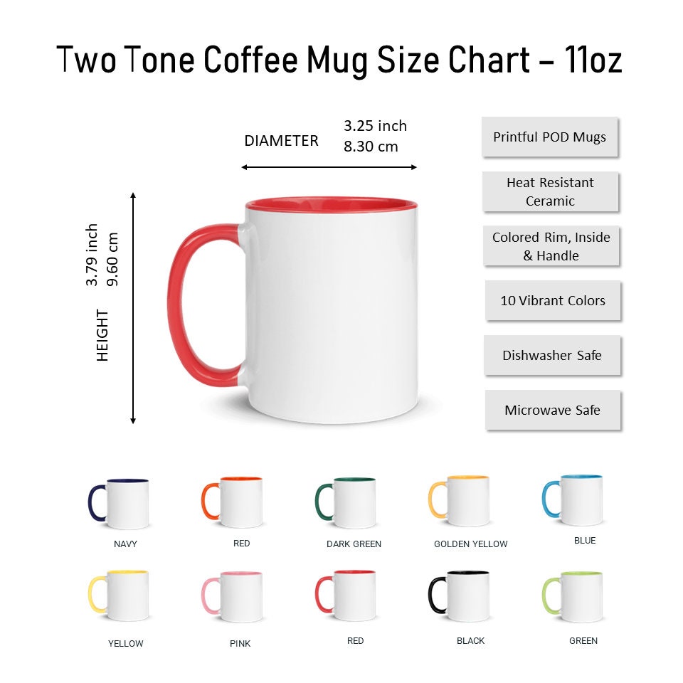 Two Tone Mug Size Chart 15oz 11oz Mug Size Charts Coffee Cups 2 Sizes 2 ...