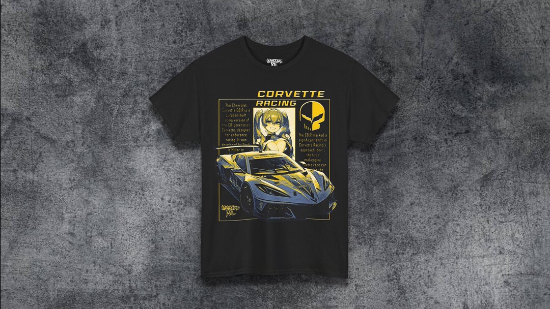 Corvette C8.R Racing Anime Graphic T-shirt | Mid-engine Race Car ...