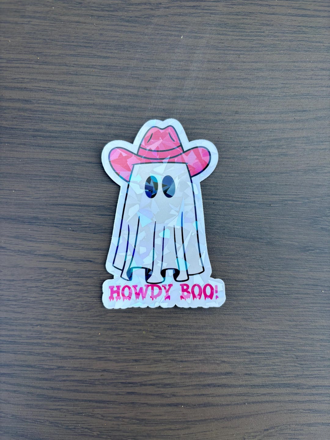 Holographic Howdy Boo Ghost Sticker: Waterproof Cowboy Halloween Vinyl ...