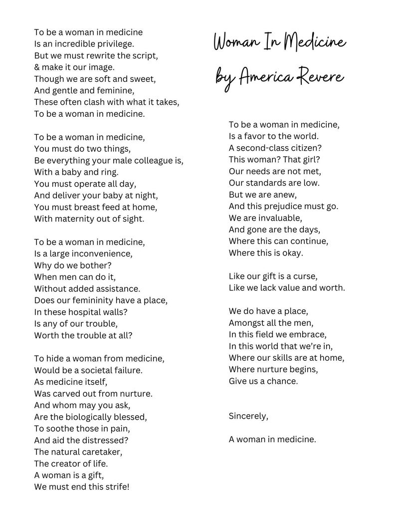A Woman in Medicine Poem Digital File - Etsy