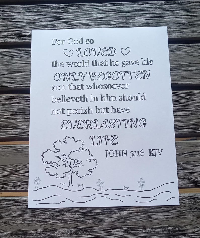 Memory Verse Coloring Page in Classic KJV - Etsy