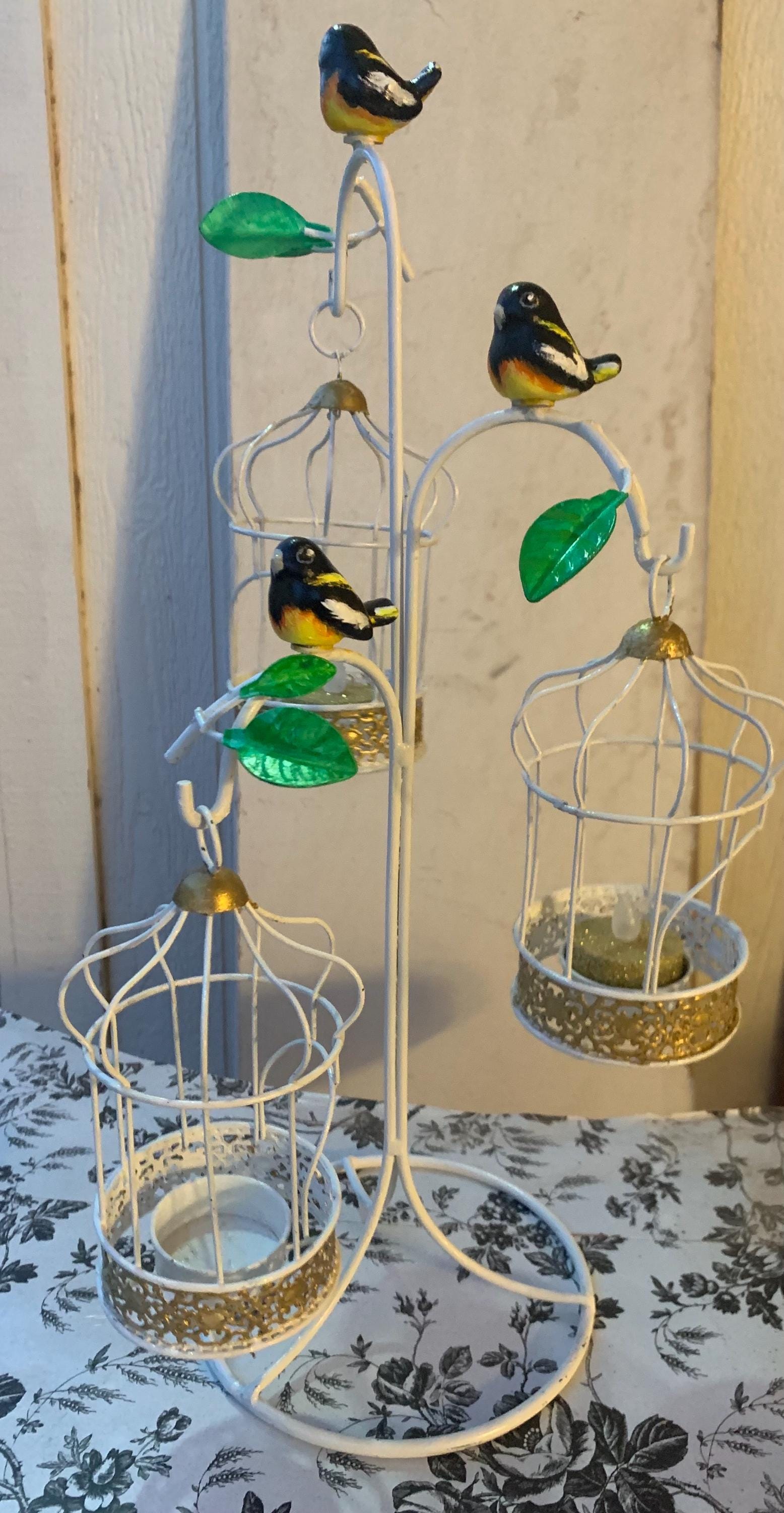 Birdcage Tea-light Stand With Hand-painted Orioles - Etsy