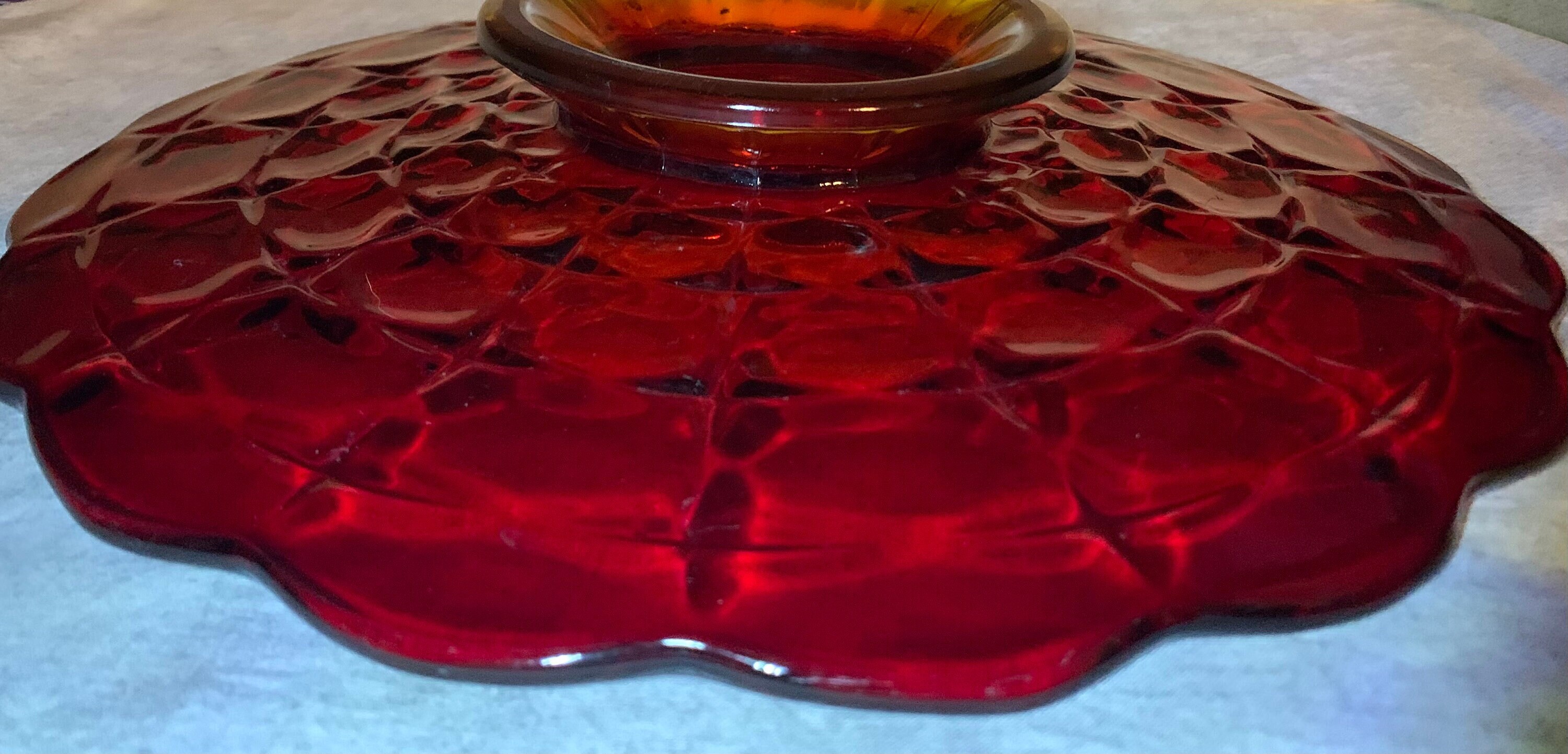 Ruby Red Glass Cake Stand - Etsy