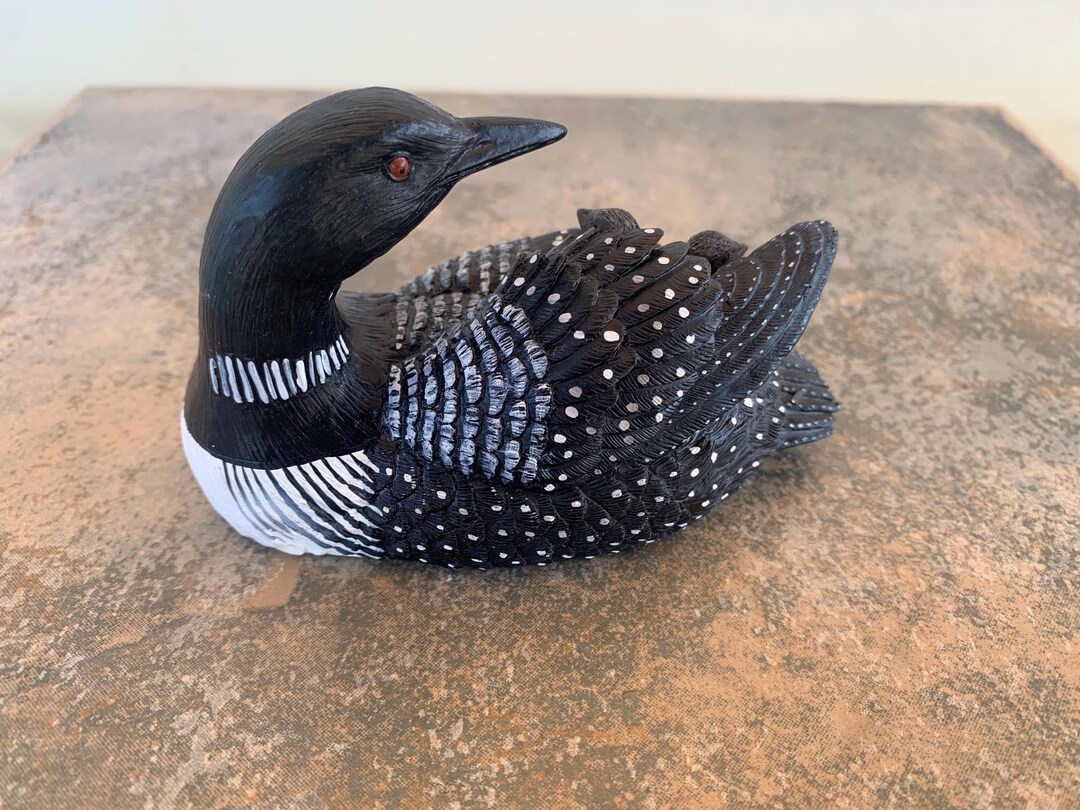 Resin Loon With Chicks on Back: Hand Painted Figurine. Attentive Mother ...