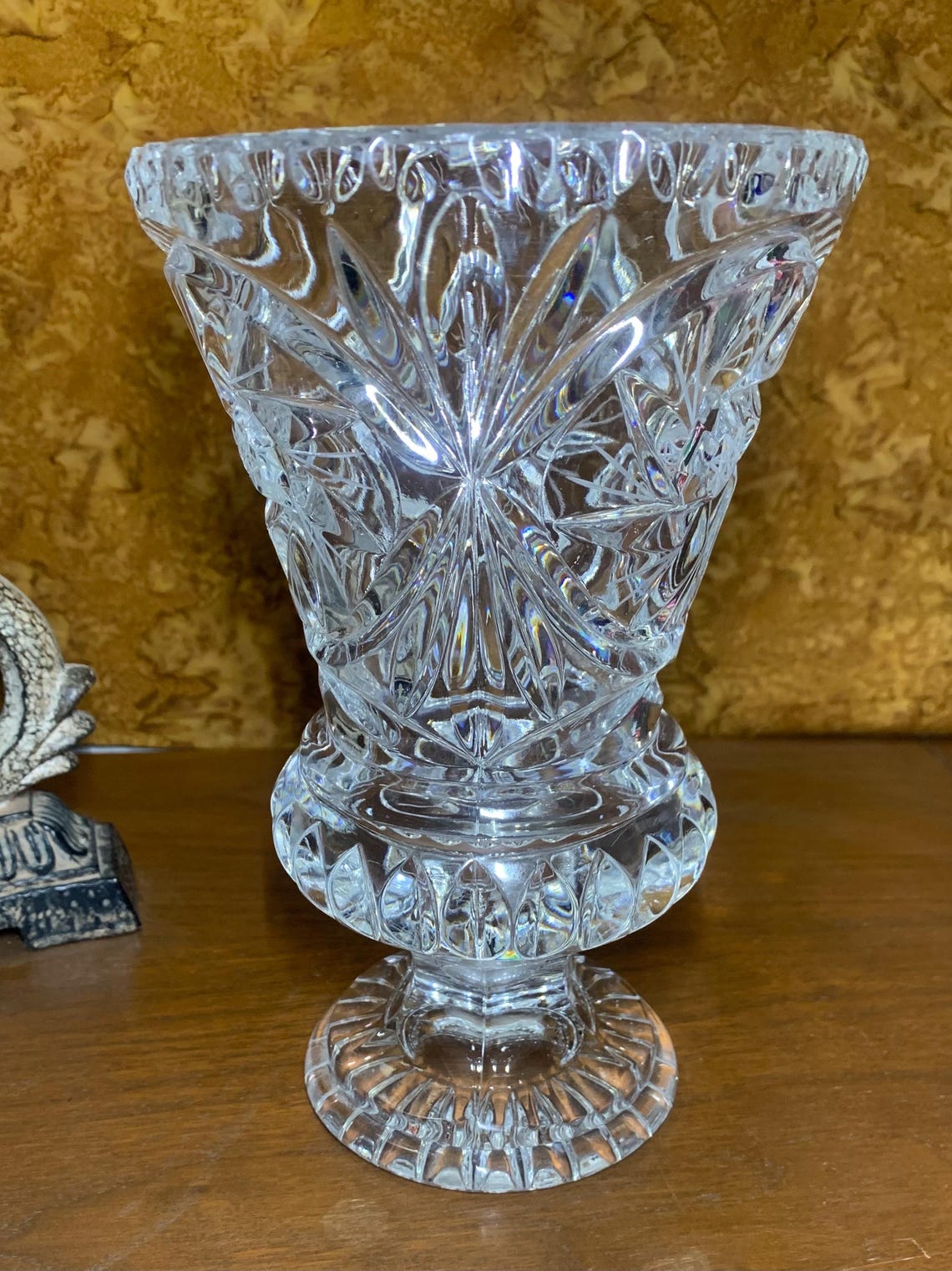 Lead Crystal Vase: Pinwheel Design With Eight Point Star - Etsy