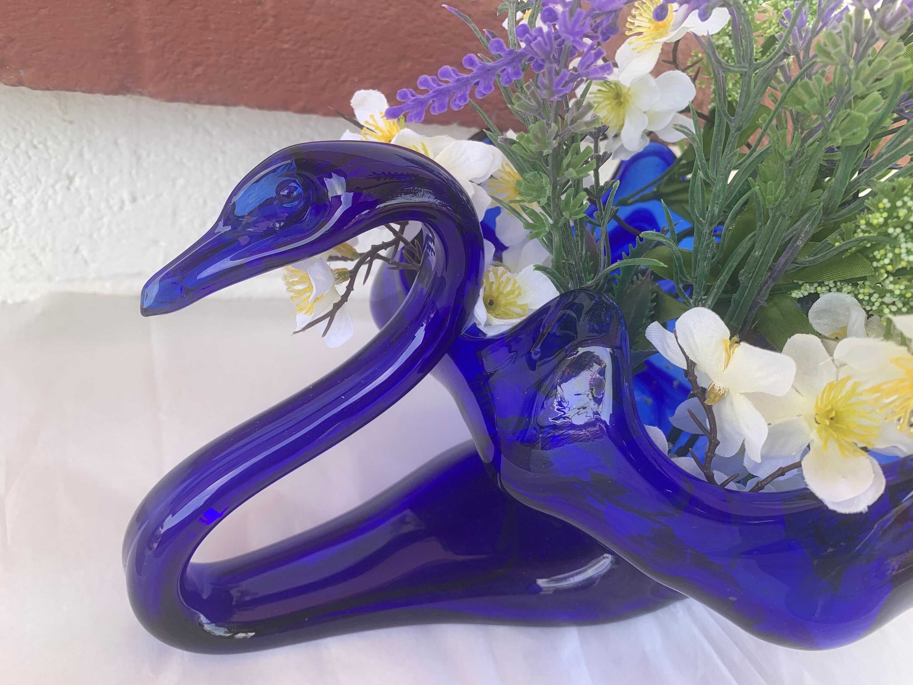 Cobalt Blue Swan Centerpiece: Sooner Glass Swan With Large Bowl Perfect ...