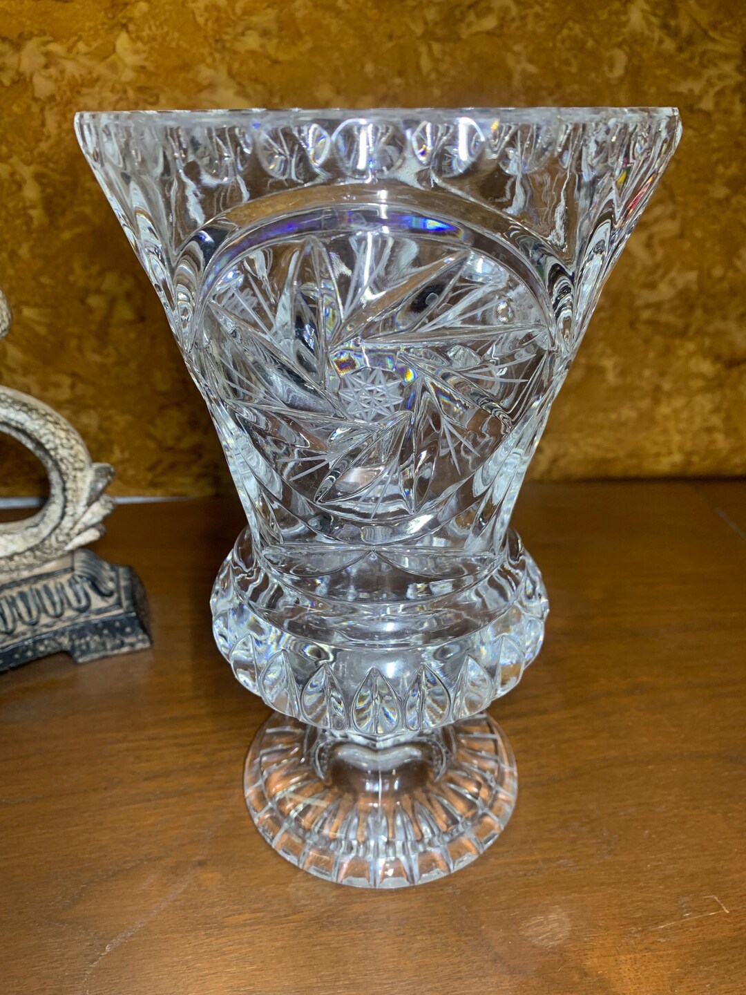 Lead Crystal Vase: Pinwheel Design With Eight Point Star - Etsy