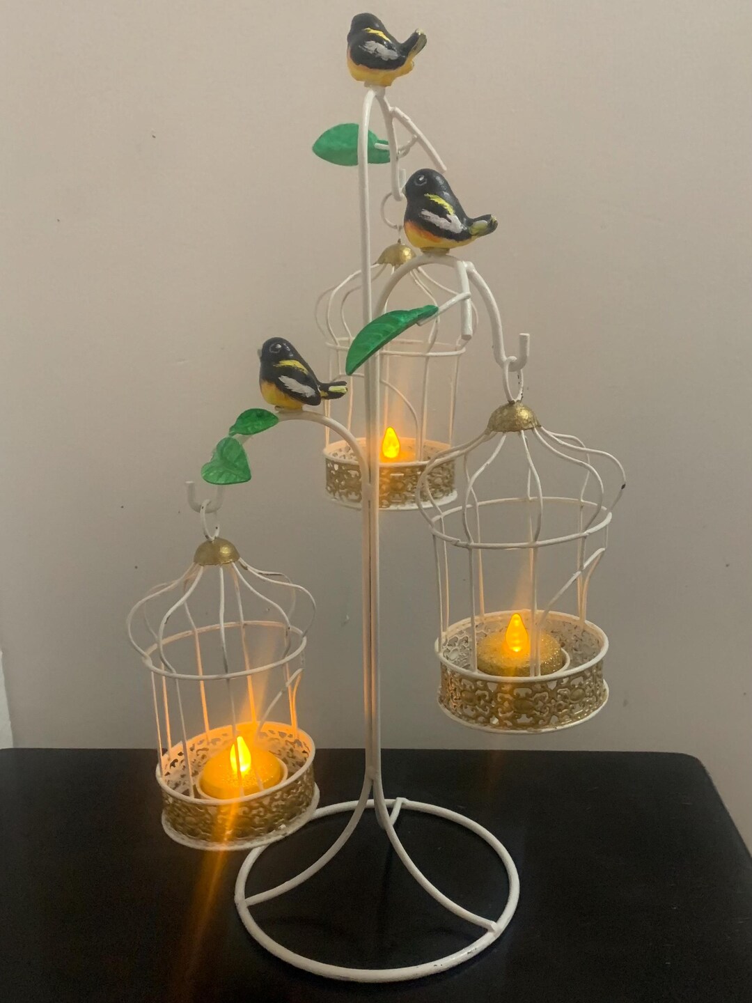 Birdcage Tea-light Stand With Hand-painted Orioles - Etsy