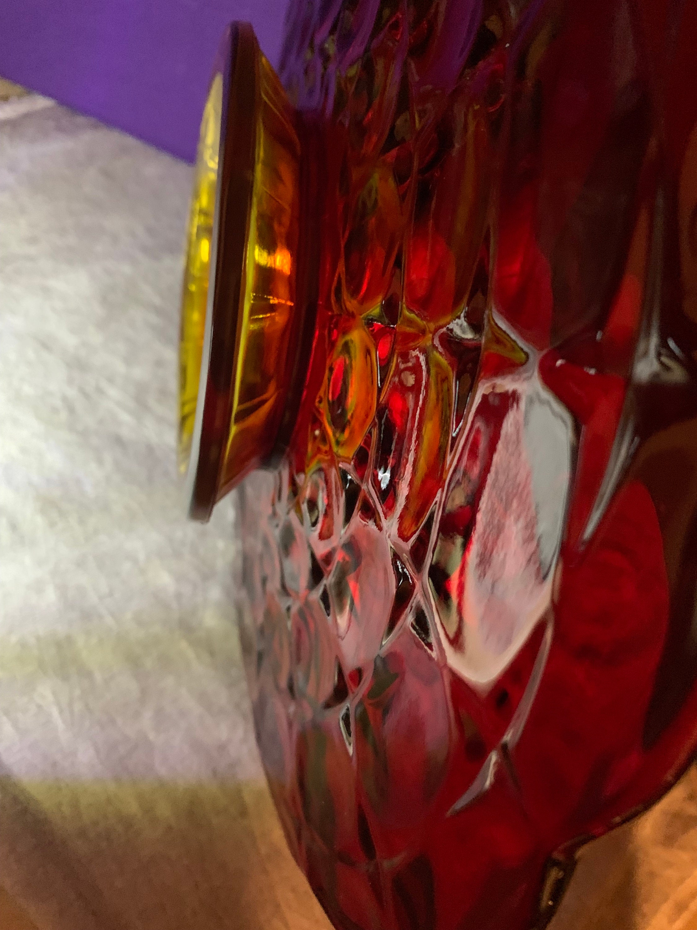 Ruby Red Glass Cake Stand - Etsy