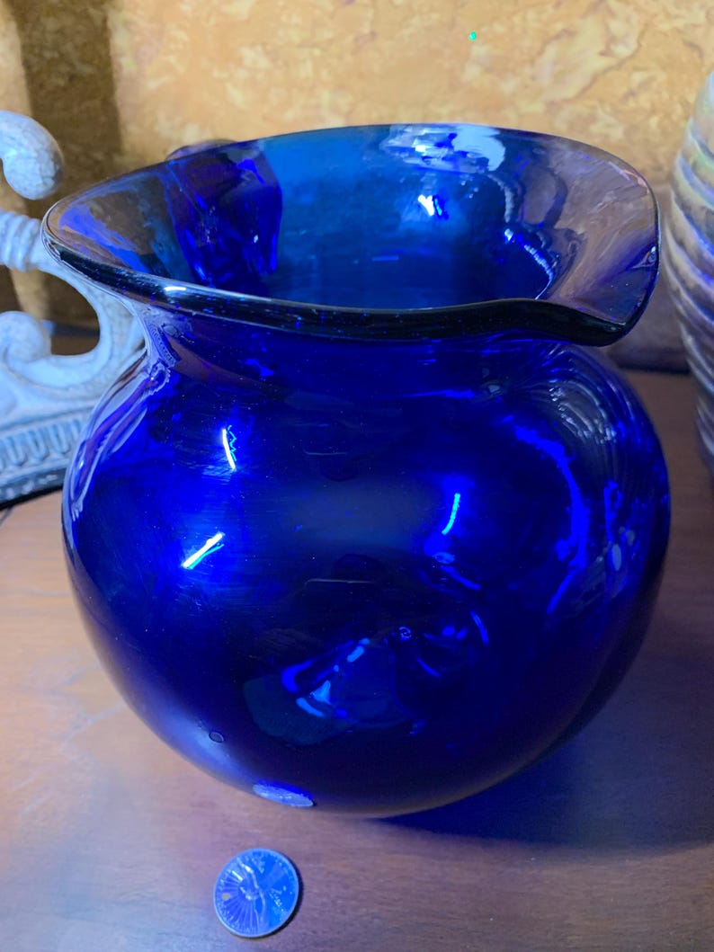 Stunning Cobalt Glass Pitcher by Silvestri - Etsy