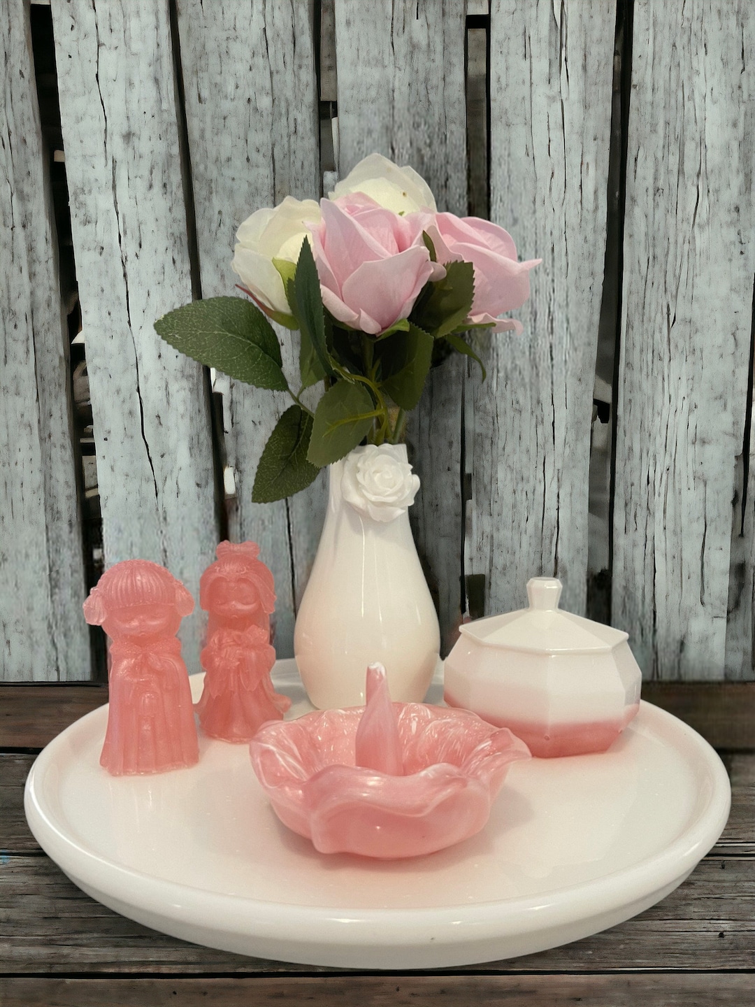 Beautiful Little Pink Asian Dolls Tray Set Tray Vase Ring - Etsy
