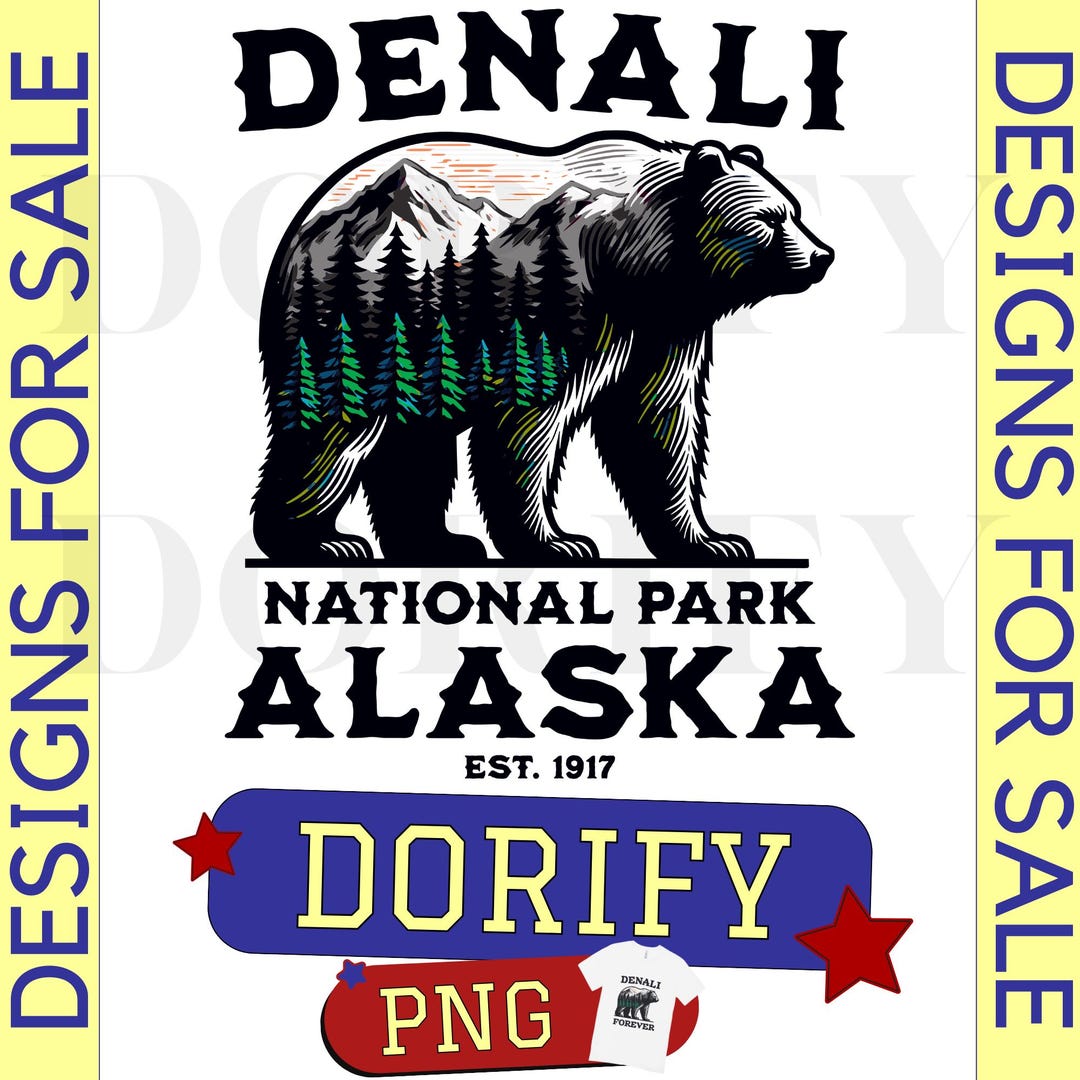 Denali National Park Bear Design: Alaska Mountain Travel (PNG SVG) - Etsy