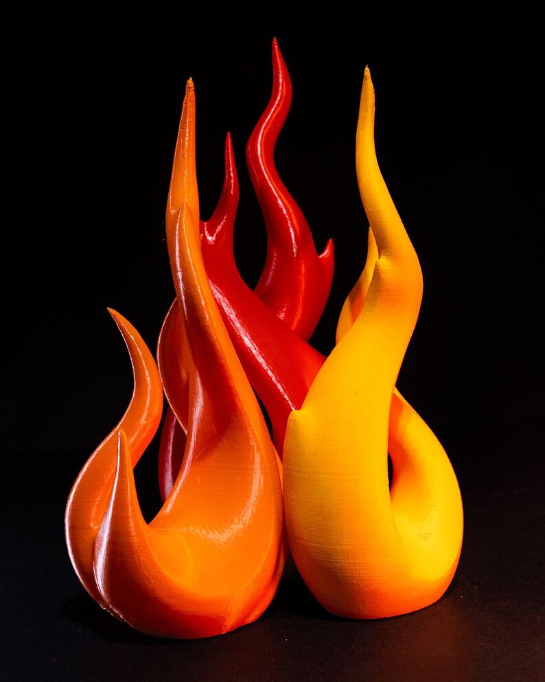 Modern Art Flame Sculpture in Red, Orange & Yellow, Unique Home Décor ...