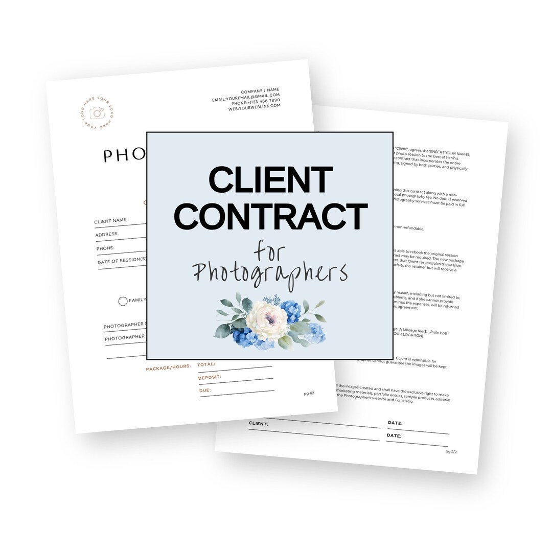 Photography Editable Canva Client Contract Template, Instant Download ...
