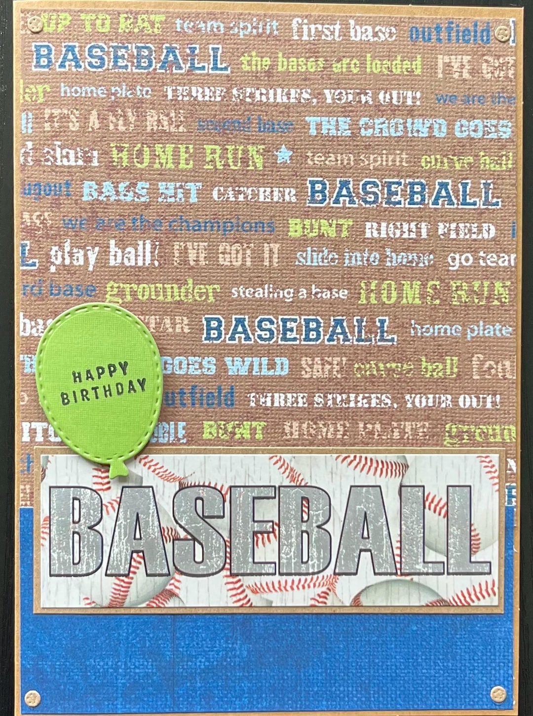 Birthday “baseball” Card - Handmade A6 Size (5x7”)free SHIP - Etsy