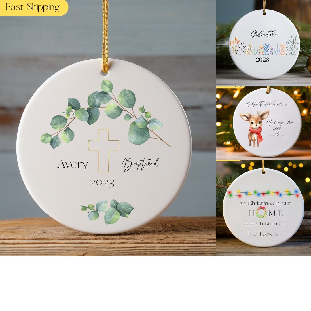God Bless Christening Ornament, Personalized Baptism Ornament ...