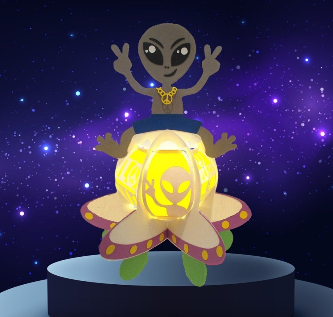 Cletus UFO Alien Spaceship Lantern Paper Cut Lightbox Cricut SVG Cut ...