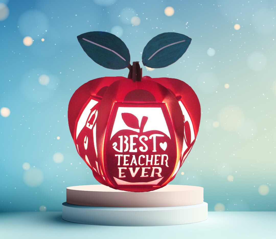 Teacher Apple Lantern Lamp Paper Cut Lightbox Cricut SVG Cut File - Etsy