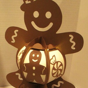 Gingerbread Man Christmas Lantern Paper Cut Lightbox Cricut SVG Cut ...