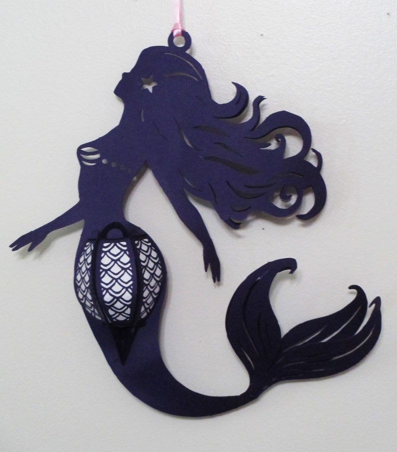 Mermaid Lantern Nightlight Paper Cut Lightbox Cricut SVG File Template ...