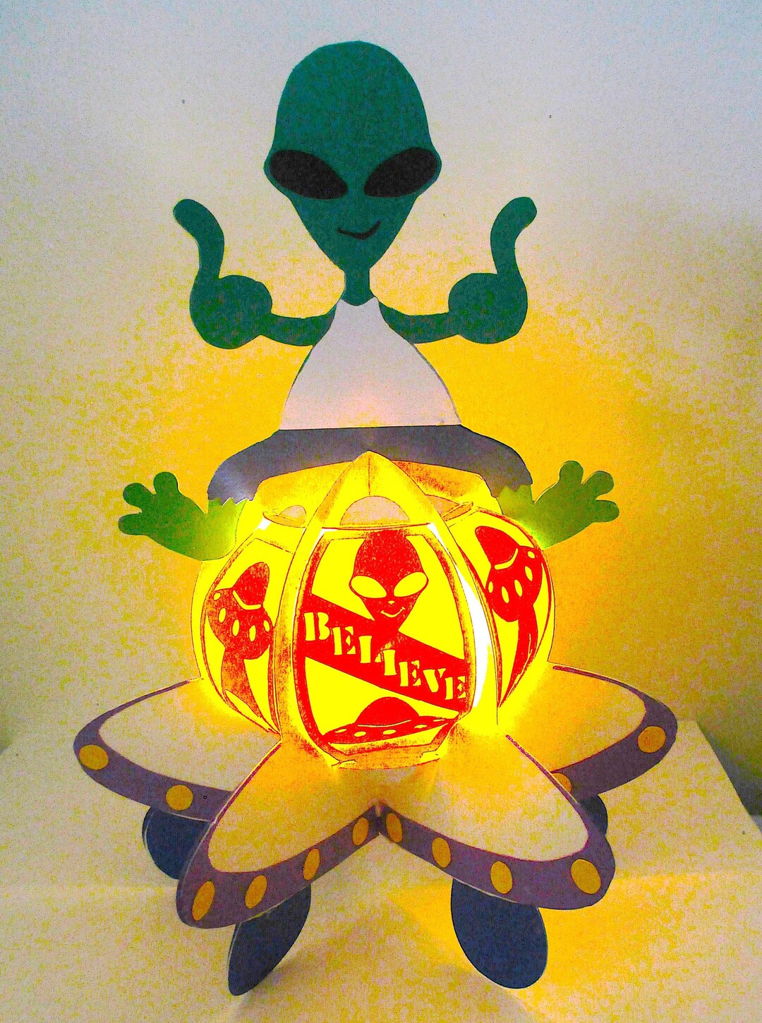 Charlie UFO Alien Spaceship Lantern Paper Cut Lightbox Cricut SVG Cut ...