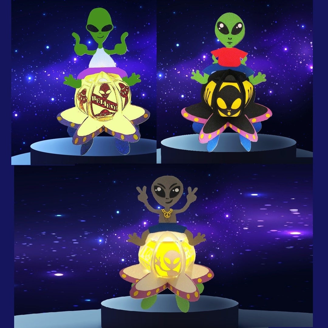UFO Alien Spaceship Lanterns Bundle Paper Cut Lightbox Cricut SVG Cut ...