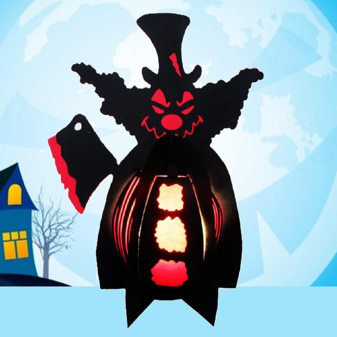 Creepy Clown Halloween Lantern Cricut SVG File Halloween Decor - Etsy