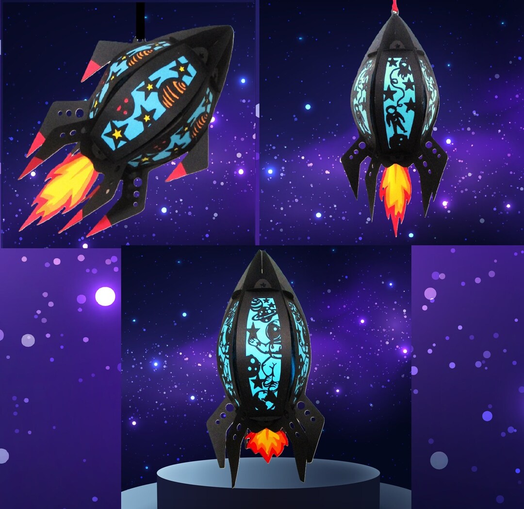 Rocket Spaceship Bundle Lanterns Lamps Paper Cut Cricut SVG Cut File 3d ...