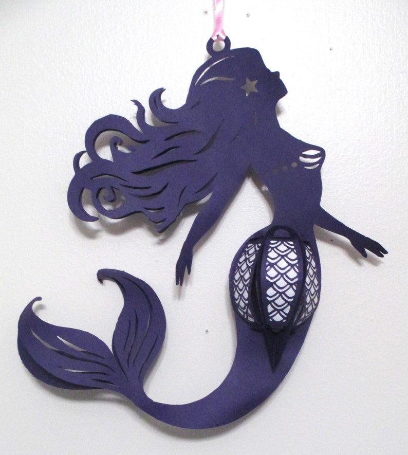 Mermaid Lantern Nightlight Paper Cut Lightbox Cricut SVG File Template ...