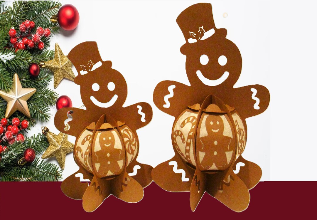 Gingerbread Man Christmas Lantern Paper Cut Lightbox Cricut SVG Cut ...