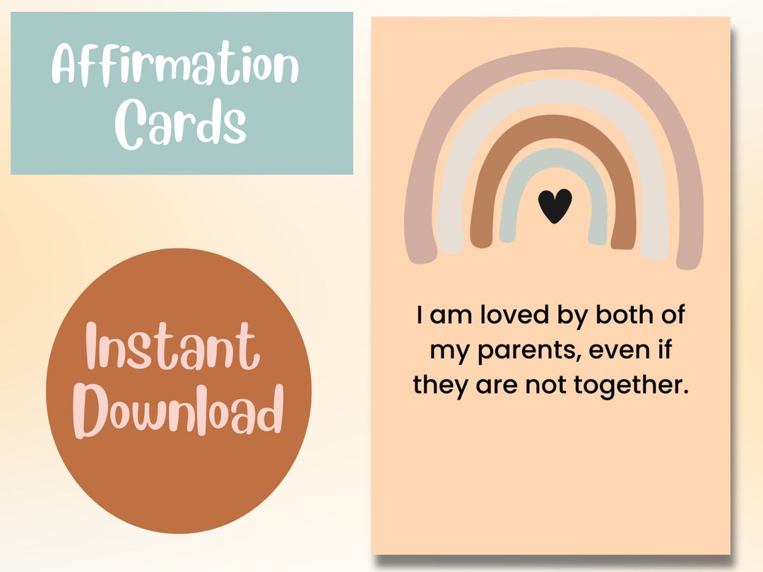 Divorce Affirmation Cards for Kids Neutral Rainbow Design - Etsy