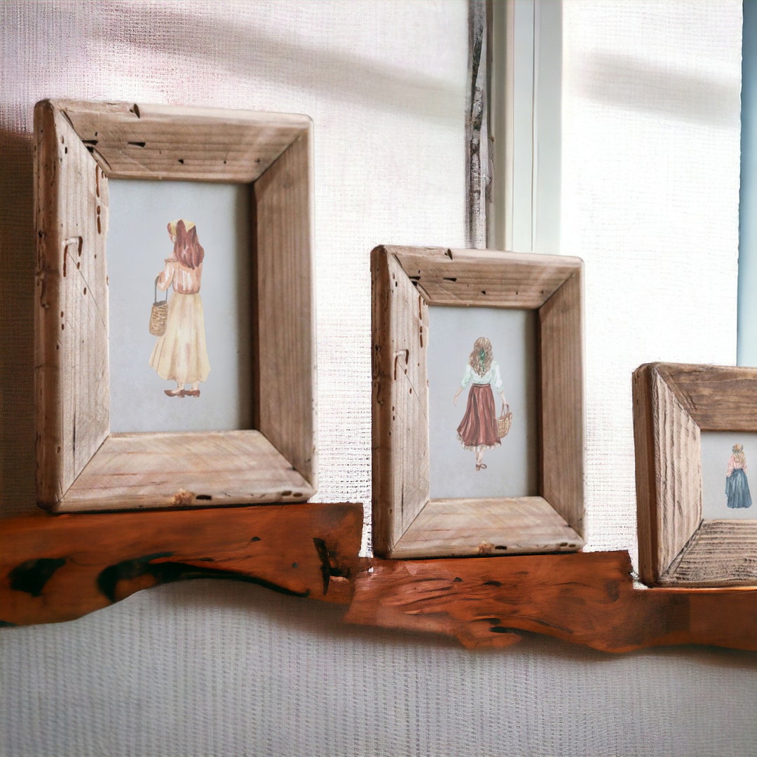 Rustic Hand Carved Aged Natural Wood Picture Frames, Handmade ...