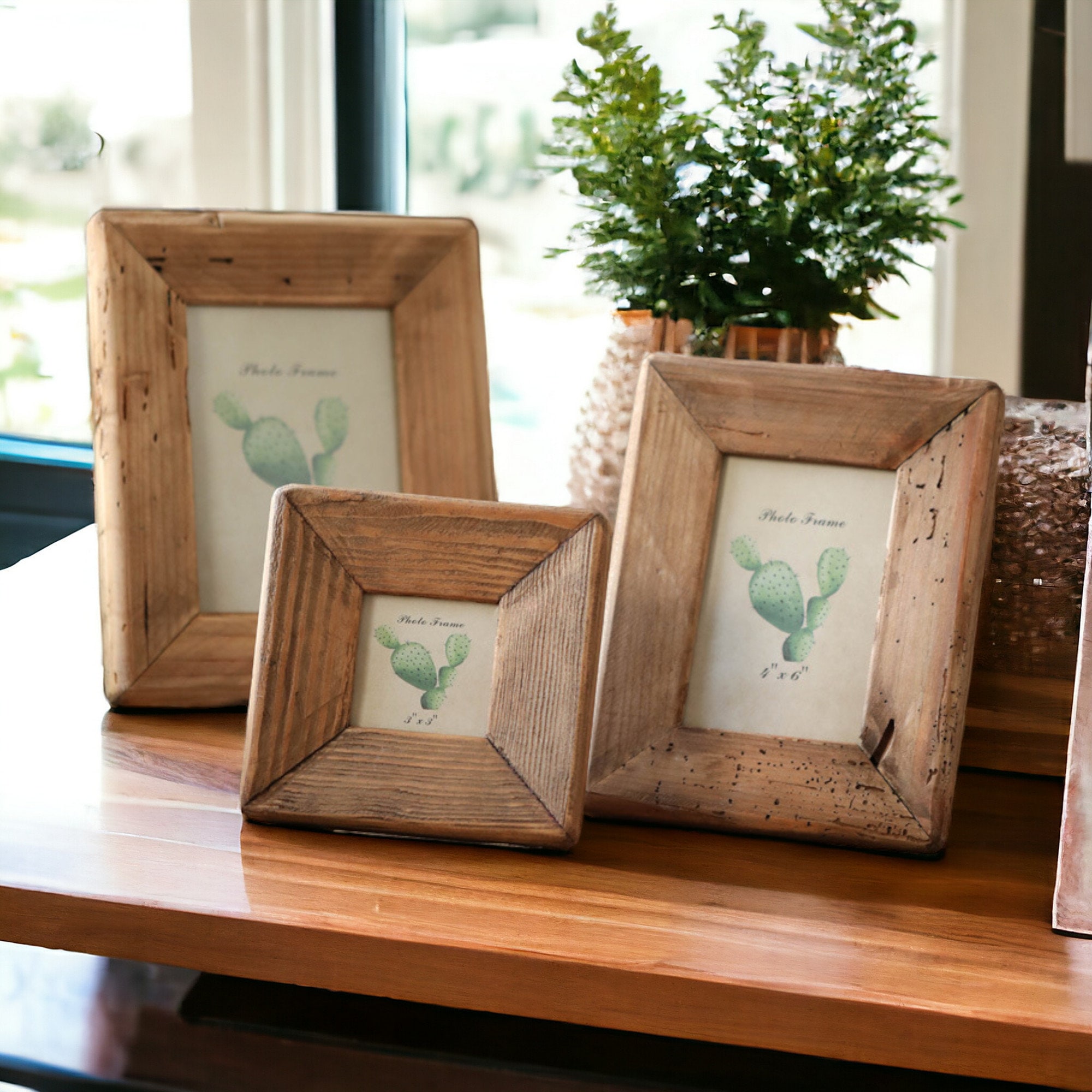 Rustic Hand Carved Aged Natural Wood Picture Frames, Handmade ...