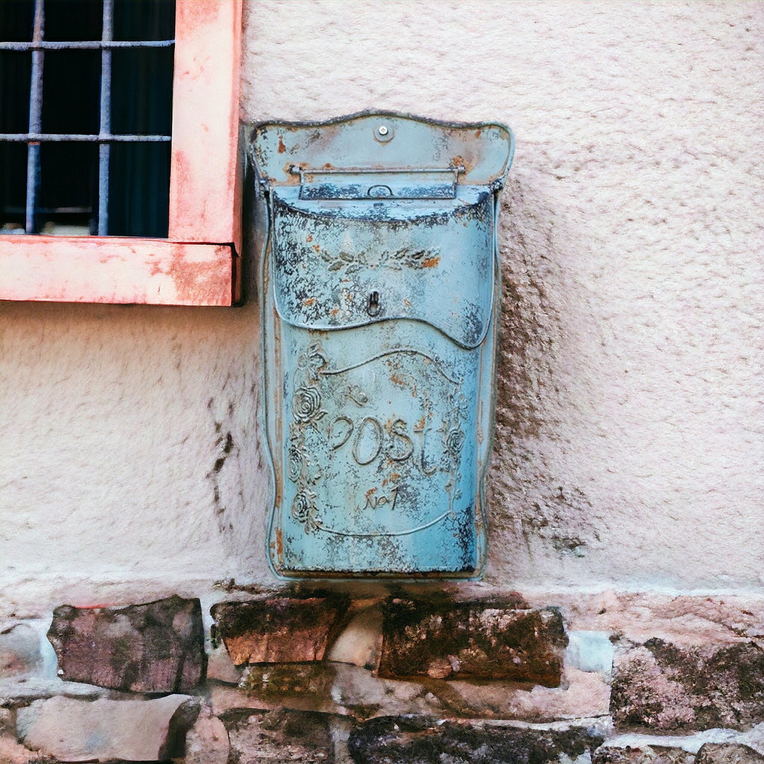 Rustic Metal Post Box, Vintage Post Box, Retro Iron Post Box, Rustic ...