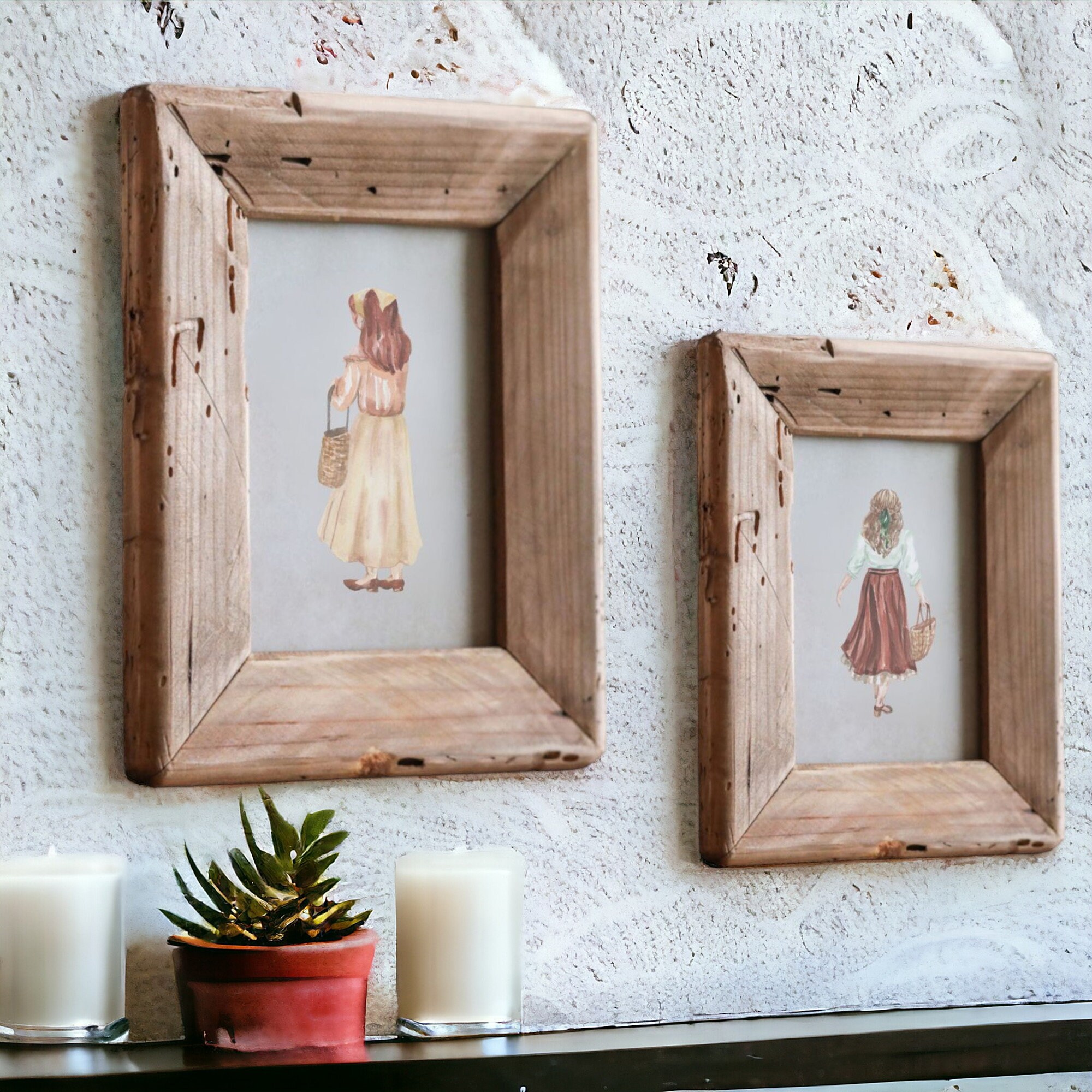 Rustic Hand Carved Aged Natural Wood Picture Frames, Handmade ...