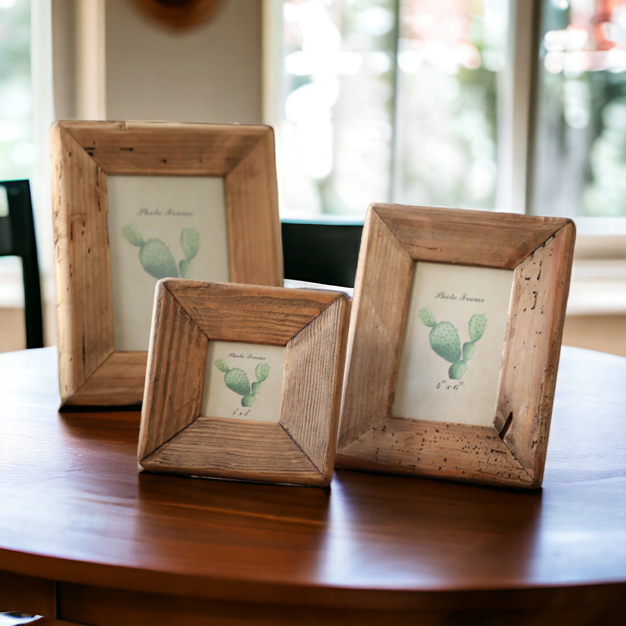 Rustic Hand Carved Aged Natural Wood Picture Frames, Handmade ...